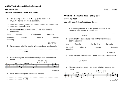 GCSE: AOS4 The Orchestral Music of Aaron Copland (AQA) | Teaching Resources