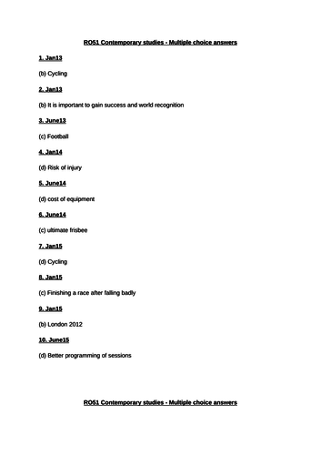 Contemporary Issues in Sport multiple choice questions - OCR Sports ...