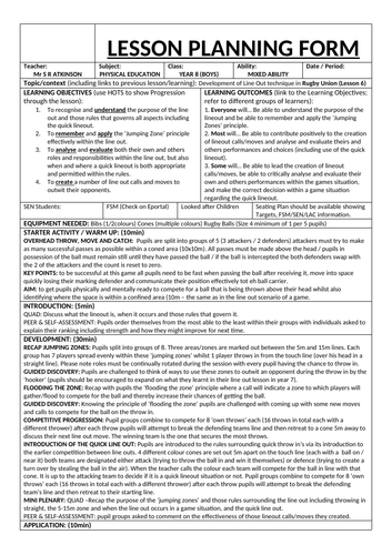 KS3 & KS4 Rugby Union Scheme of Work & lesson plans | Teaching Resources
