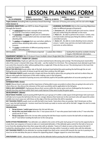 KS3 & KS4 Rugby Union Scheme of Work & lesson plans | Teaching Resources