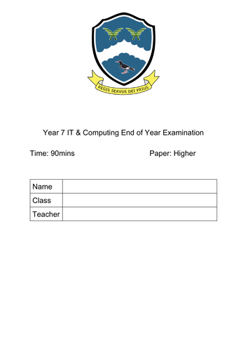 Year 7 Ict exam paper | Teaching Resources