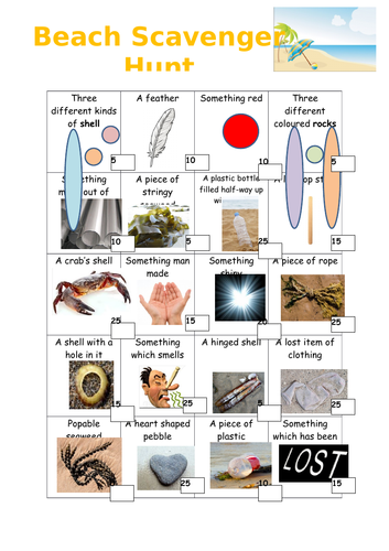 Beach Scavenger Hunt | Teaching Resources
