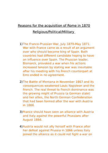 The acquisition of Rome 1870-Edexcel | Teaching Resources