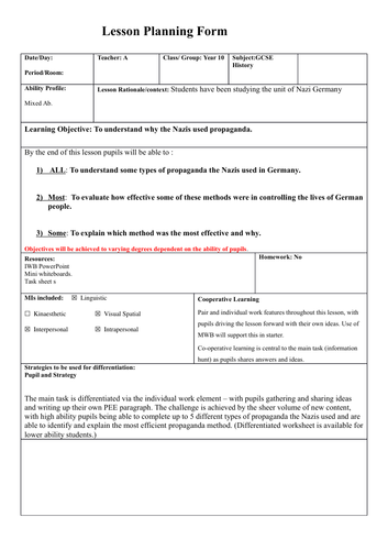 Nazi Germany Propaganda Lesson-Edexcel | Teaching Resources