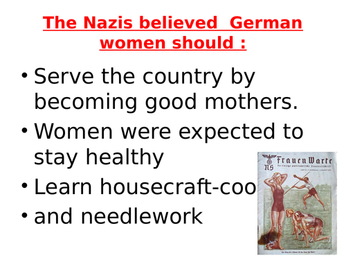 The role of Women in Nazi Germany-Edexcel-Y10 Lesson | Teaching Resources