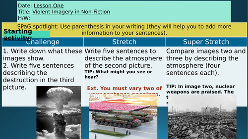 *3 lesson bundle* KS3 Non-Fiction Reading & Writing (Nuclear Weapon ...