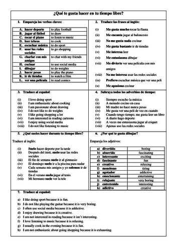 Spanish Hobbies & Free time - Bundle | Teaching Resources