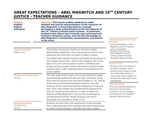 Great Expectations: Abel Magwitch and 19th Century Justice! | Teaching ...