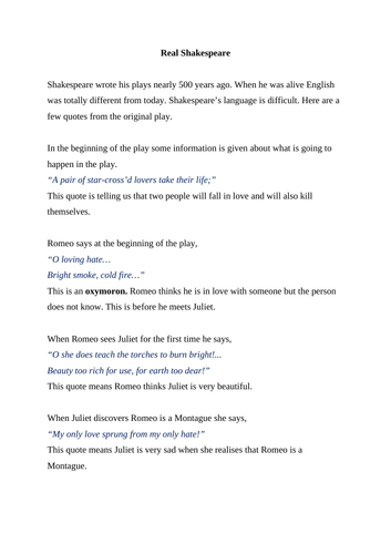 Romeo & Juliet: An abridged version for secondary students | Teaching ...