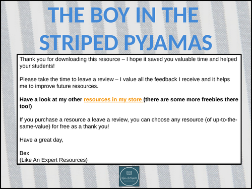 Boy In The Striped Pyjamas Chapter 1 (FULL LESSON) | Teaching Resources