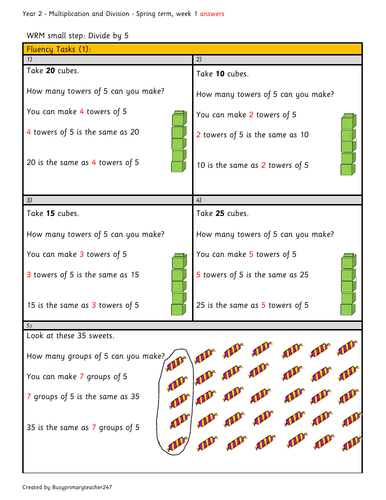 Year 2 - Spring Block 1 - week 2 - Multiplication and Division ...