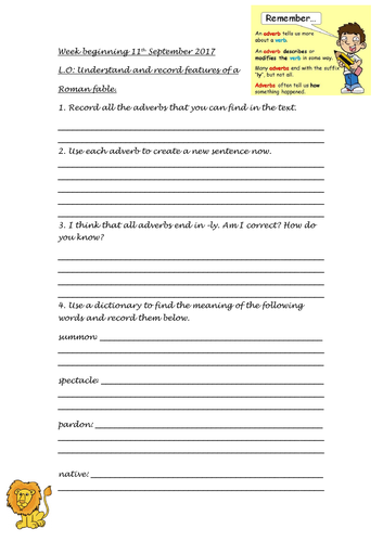 Roman fable pack - Androcles and the lion (Romans unit) / KS2 ...