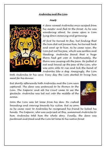 Roman fable pack - Androcles and the lion (Romans unit) / KS2 ...