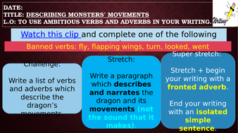 KS3 - Describing a Monster's Movement | Teaching Resources