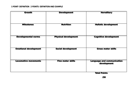 Unit 1 Patterns of Child Development- key words grid | Teaching Resources