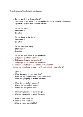 Questions in Spanish and How to Ask Them GCSE AQA Spanish | Teaching ...