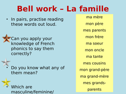 Year 7 - Moi et ma famille - differentiated lessons | Teaching Resources