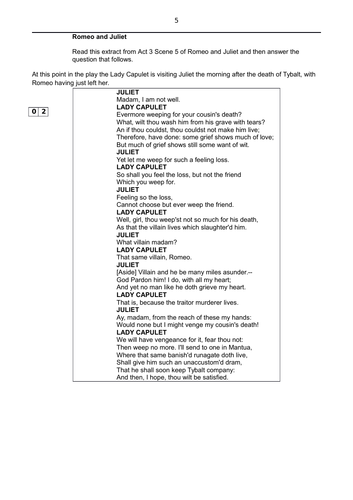 AQA English Literature - Paper 1 - Mock Romeo and Juliet Questions | Teaching Resources