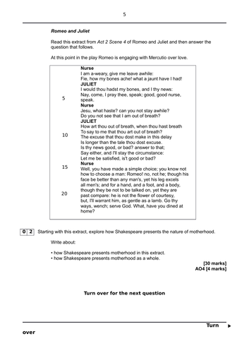 AQA English Literature - Paper 1 - Mock Romeo and Juliet Questions | Teaching Resources