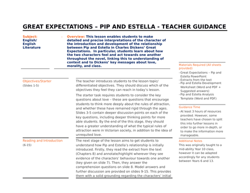 Great Expectations: Pip and Estella! | Teaching Resources