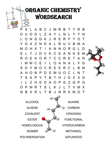 Chemistry word search Puzzle: Organic Chemistry (Includes solution ...