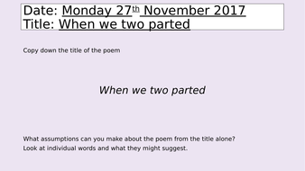 When we two parted | Teaching Resources
