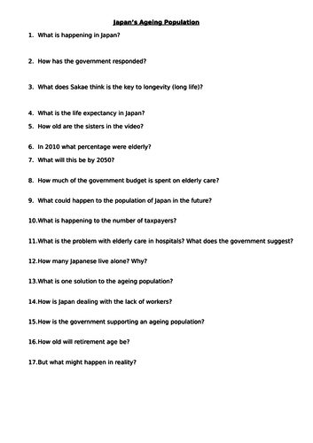 Population Lesson 7 - Youthful and Ageing Populations | Teaching Resources Population Lesson 7 - Youthful and Ageing Populations | Teaching Resources