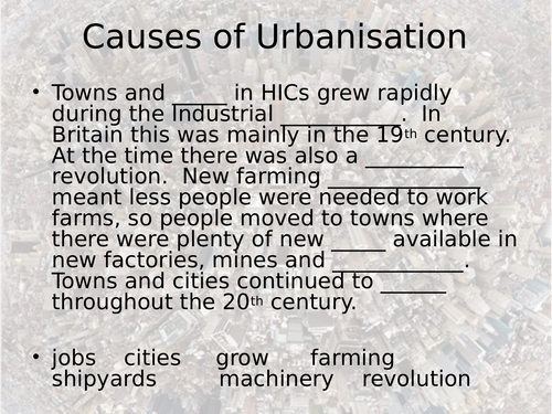 Urbanisation Lesson 2 - How did the world become urbanised? | Teaching ...