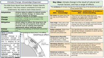 GCSE AQA 9-1 Climate Change , Global Warming, Knowledge Organisers and ...