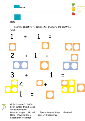 Lesson Plan Numeracy Numicon Addition Special Needs P Levels