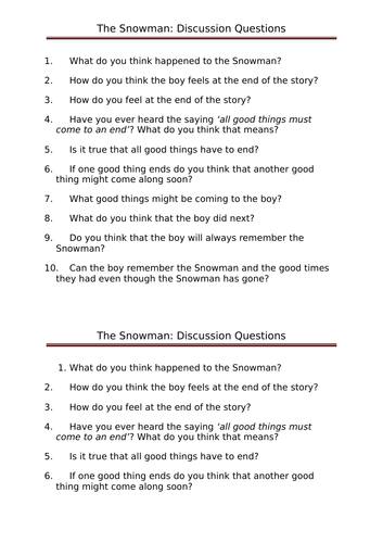 The Snowman Film: Year 5 Scheme of Work | Teaching Resources