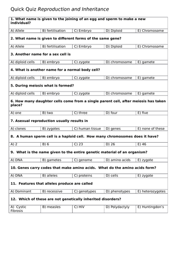 Differentiated Reproduction and Inheritance - Foundation - Summary, EBI ...