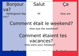 Greetings & goodbyes sign in French | Teaching Resources