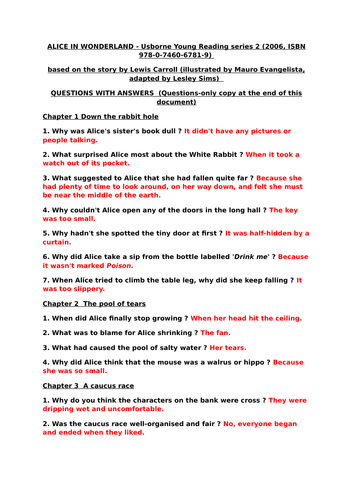 Alice In Wonderland (Usborne Young Reading) Guided Reading ...