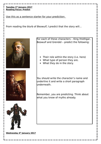 7 WEEK - SHARED READING - BEOWULF BY MICHAEL MORPURGO - YEAR 5/6 ...