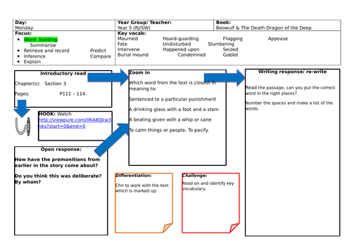 7 WEEK - SHARED READING - BEOWULF BY MICHAEL MORPURGO - YEAR 5/6 ...