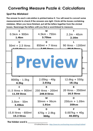 Converting Units of Measure Worksheets | Teaching Resources