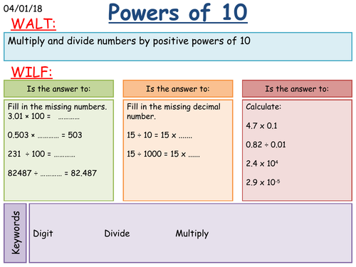 KS3 Maths: Multiplying and Dividing by Powers of 10 | Teaching Resources