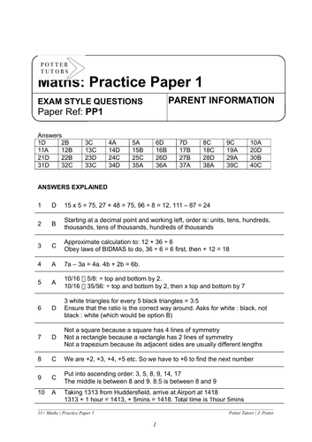 11+ Maths Practice Papers x2 | Teaching Resources
