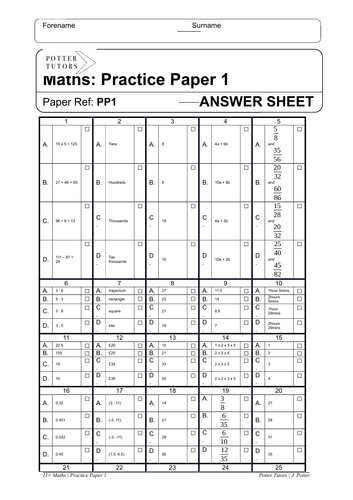 11+ Maths Practice Papers x2 | Teaching Resources