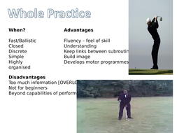 A LEVEL PE - TYPES OF PRACTICE | Teaching Resources
