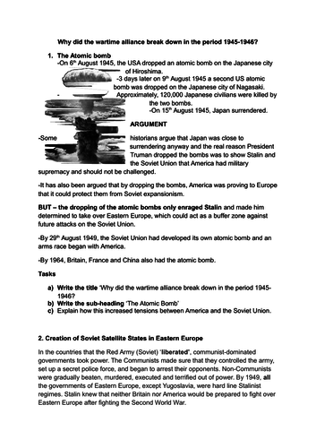 Edexcel History 9-1- Superpower Relations and the Cold War- Lesson 2 ...