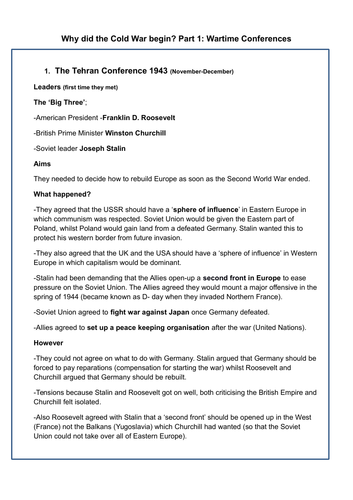 Edexcel History 9-1- Superpower Relations and the Cold War- Lesson 2 ...