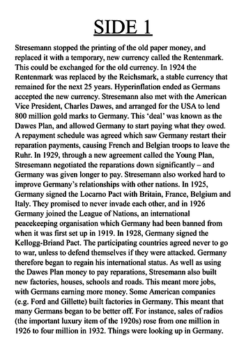 Stresemann & Weimar Germany Recovery 1924-1929 | Teaching Resources