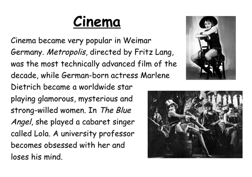Weimar Germany Golden Age (Culture & Society) | Teaching Resources