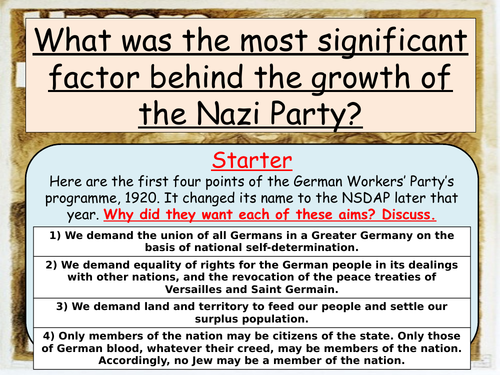 Growth of Nazi Support - Hitler's Rise to Power | Teaching Resources