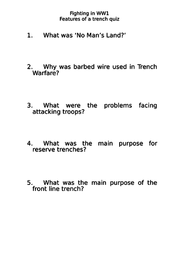 Trench Warfare WW1 | Teaching Resources