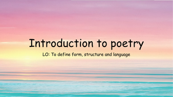 Year 7: Introduction to Poetry | Teaching Resources