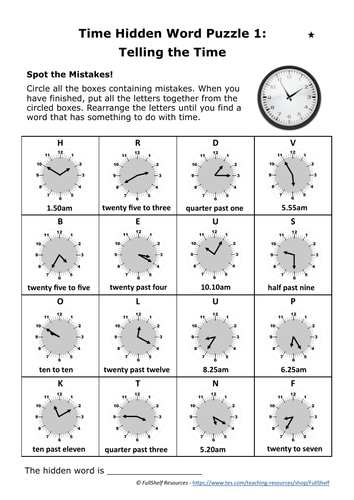 Telling Time Worksheets Puzzles KS2 | Teaching Resources