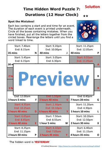 Universal Time Worksheets